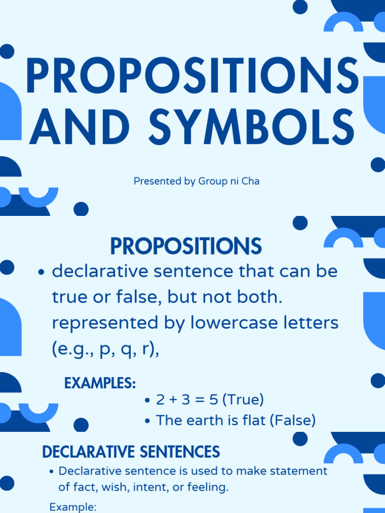 Propositions and Their Symbols Explained | PDF | Proposition | If And Only If