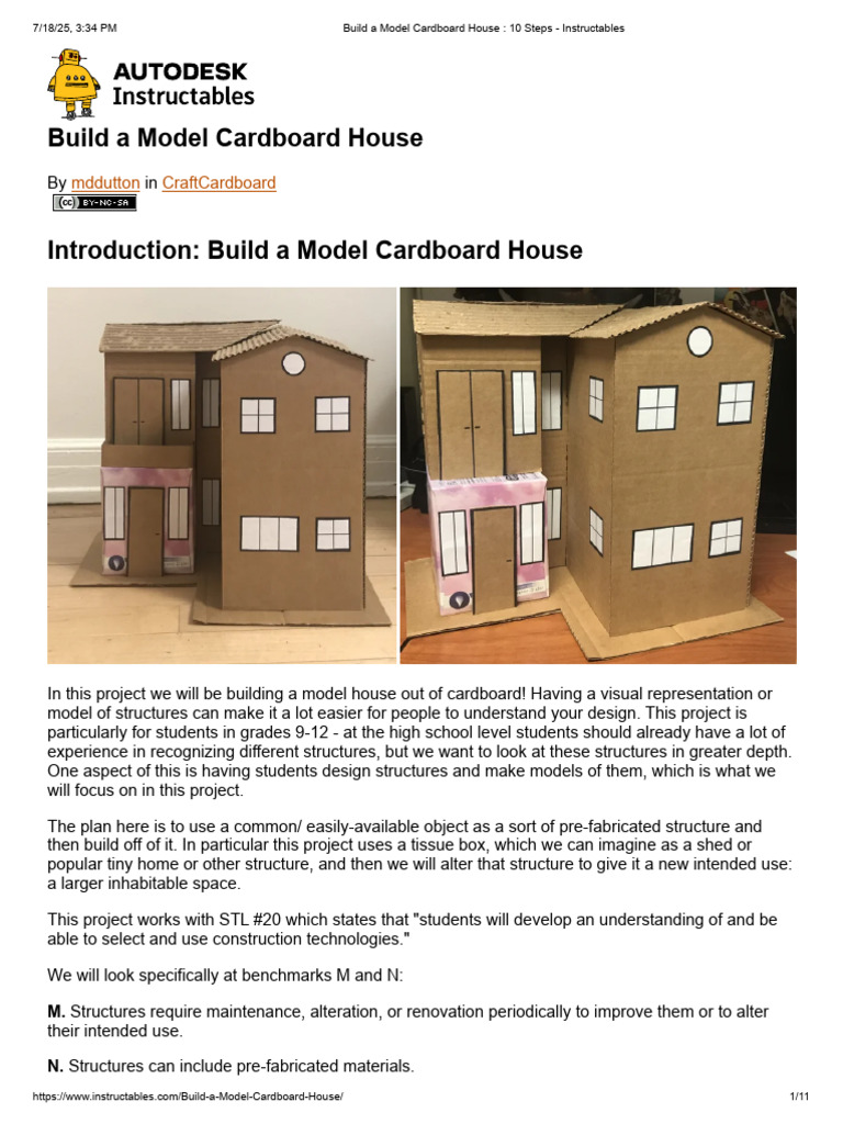 Build A Model Cardboard House - 10 Steps - Instructables | PDF | Window | Door