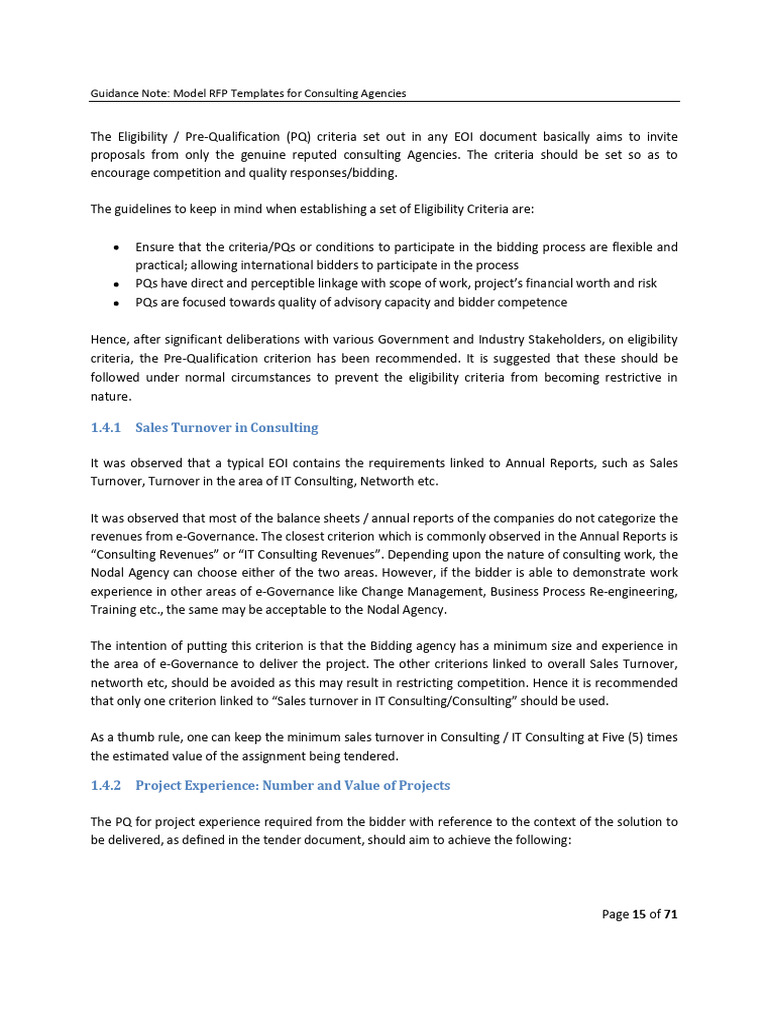 RFP Eligibility Criteria for Consulting Agencies | PDF | Human ...