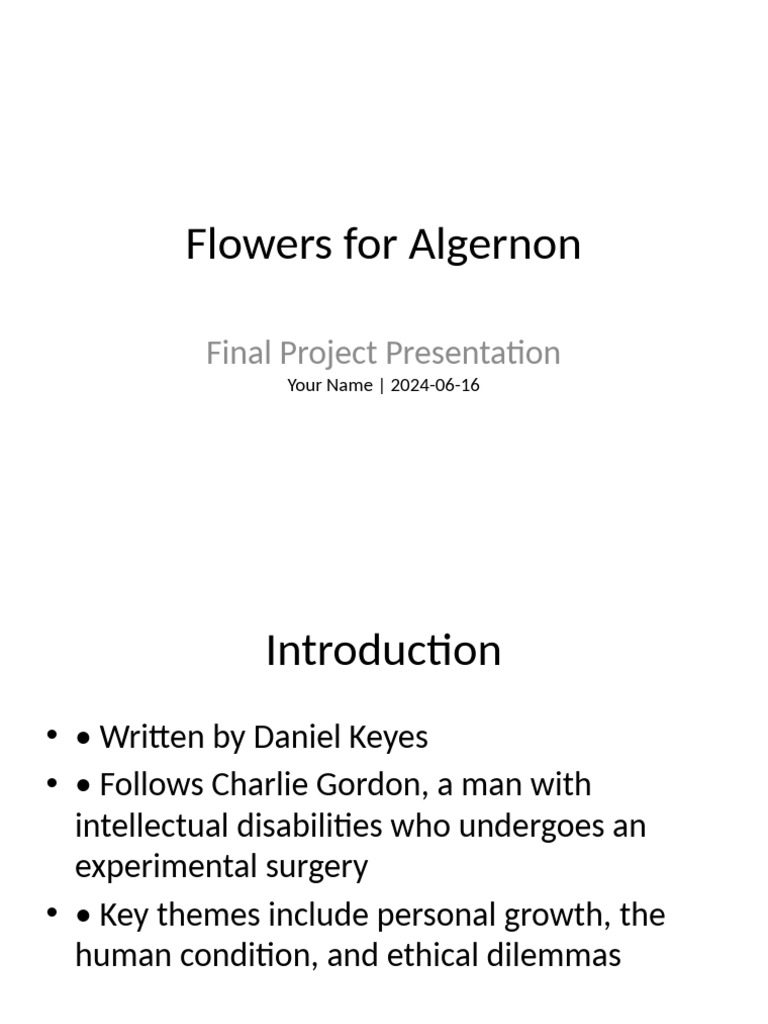 Flowers for Algernon Project | PDF