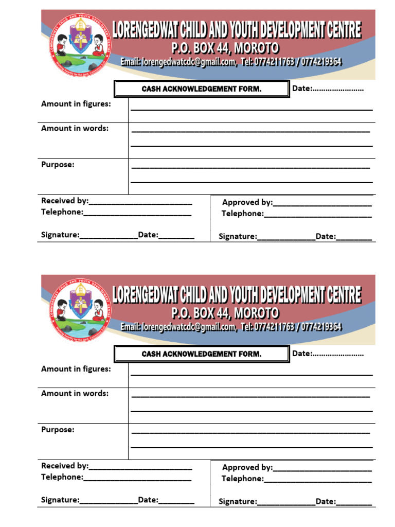 Cash Acknowledgement Form Template | PDF