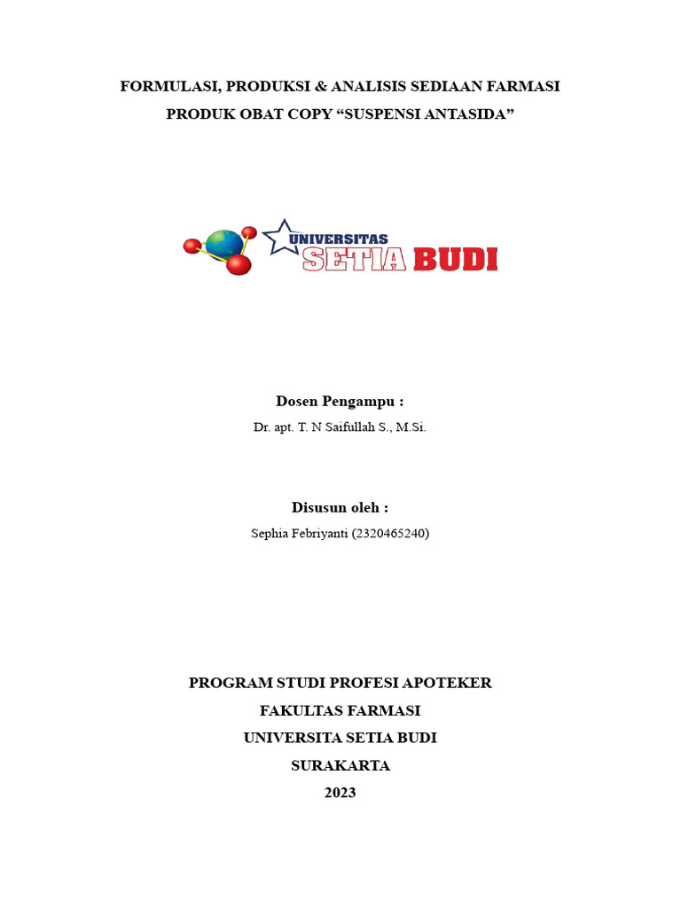 Sephia Febriyanti 2320465240 Suspensi Antasida | PDF