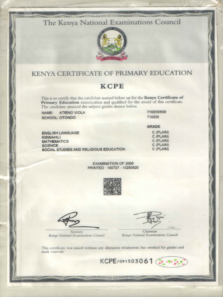 Kcpe Cert | PDF