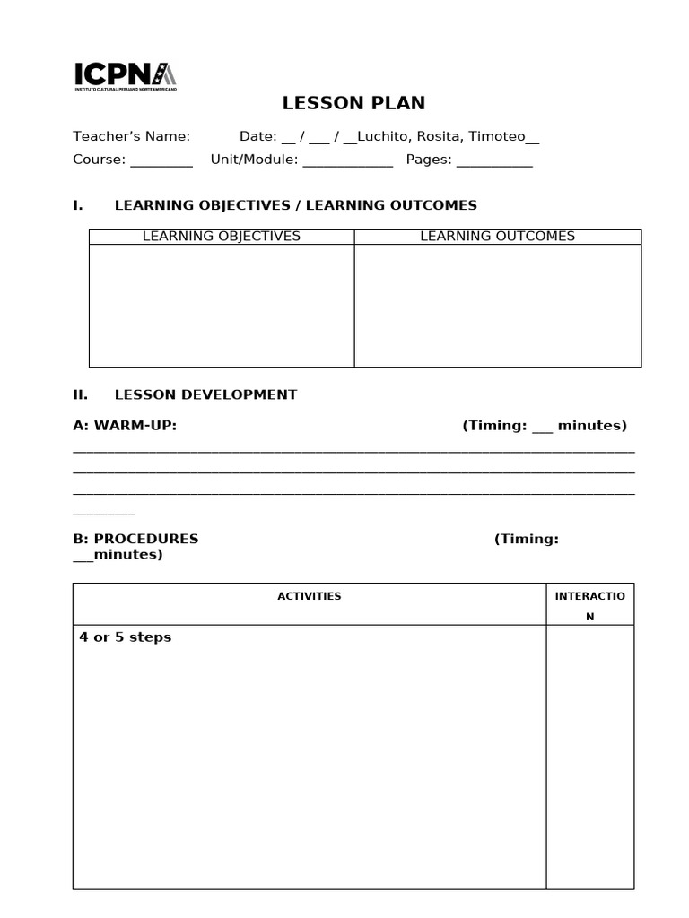 Official Lesson Plan Format 412a020b 838b 4226 97bb Eda1aaf9be85 | PDF