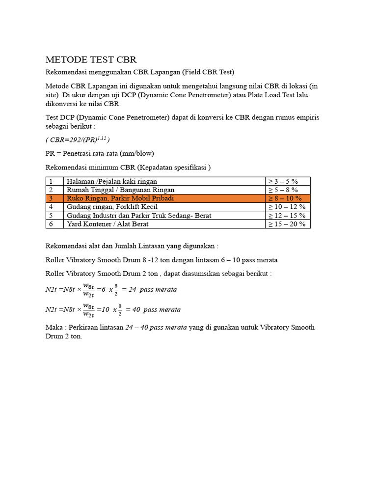 01. Metode Lintasan Test Cbr_08242025 | PDF