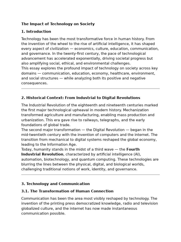 Technology's Societal Impact Explained | PDF | Artificial Intelligence ...