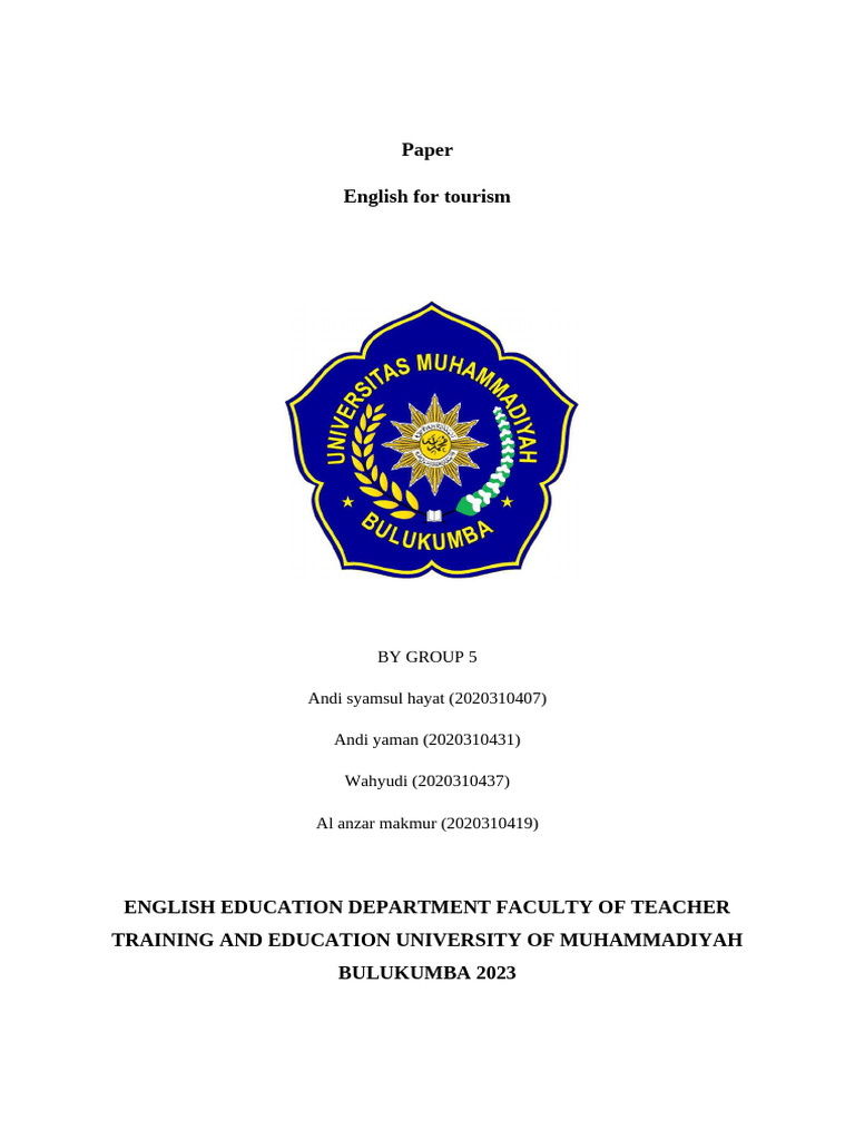Group 5 English For Tourism | PDF | Tourism | Marketing