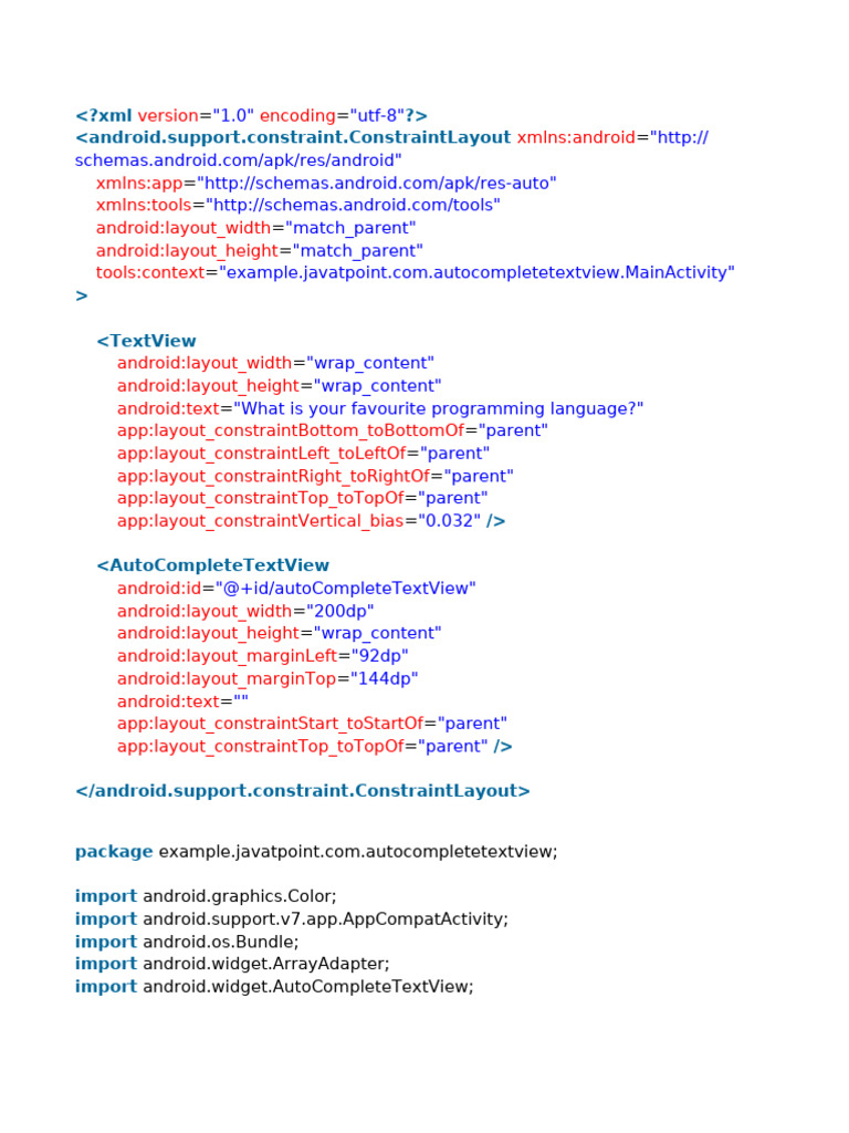 Auto Complete Text View | PDF