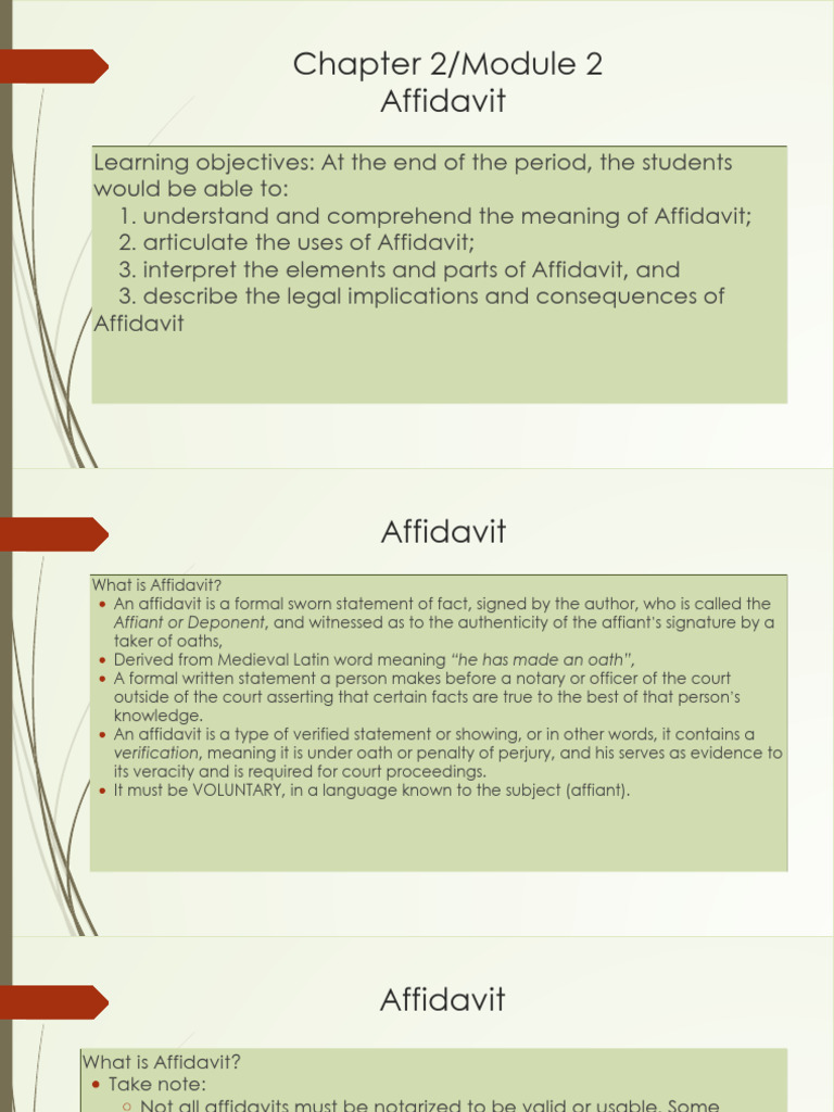 Understanding Affidavit Components | PDF | Affidavit | Public Law