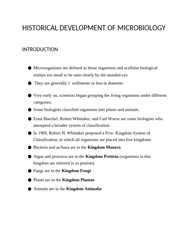 Historical Development of Microbiology | PDF | Microbiology | Microorganism