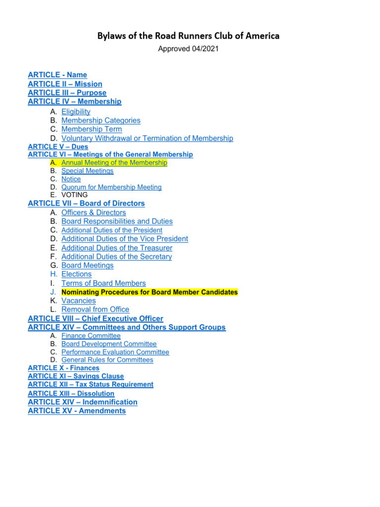 2024-RRCA.Bylaws-Updates-FINAL | PDF | Nonprofit Organization | 501(C ...