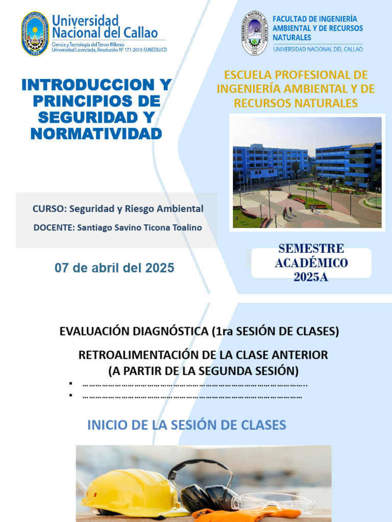 Clase 1 Introduccion A La Seguridad y Riesgo Ambiental Fiarn | PDF ...