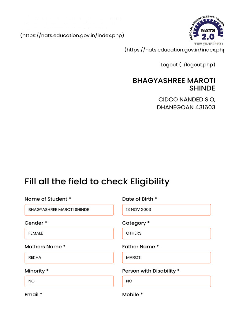 NATS Student Eligibility Check Form | PDF