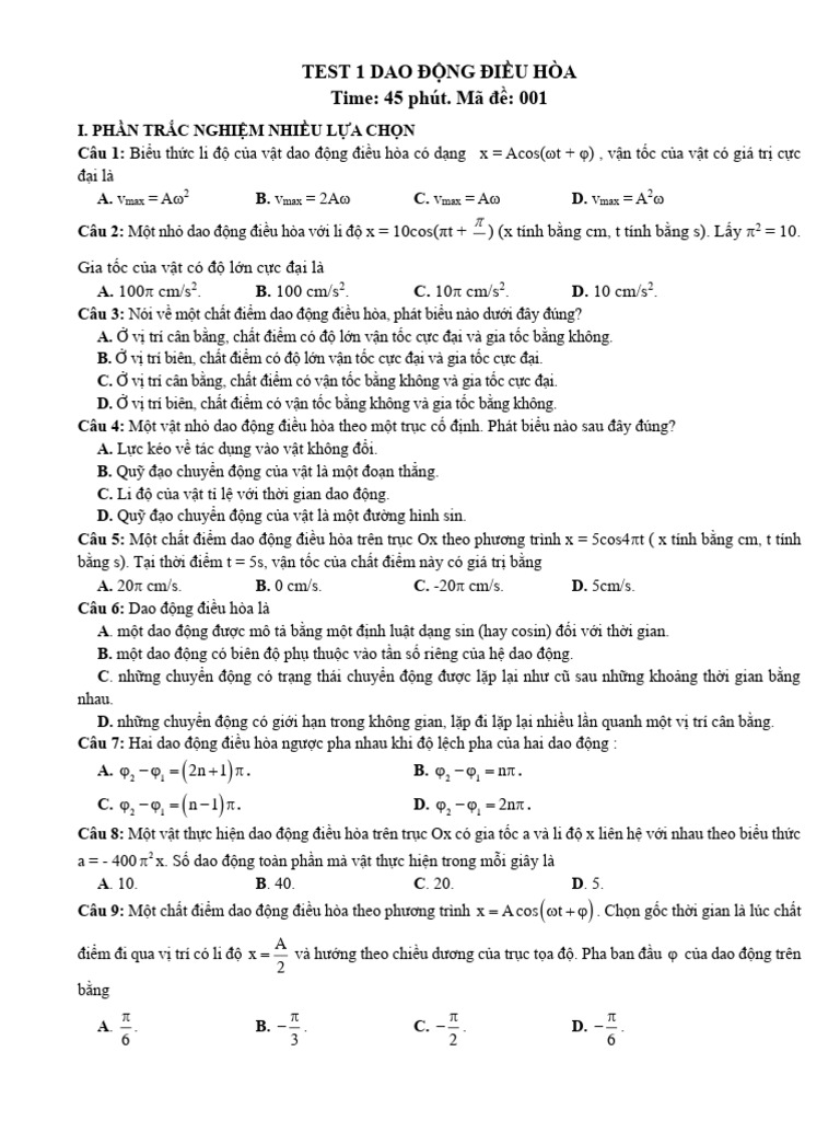 11 - Test 1 Dao Đ NG - B123 | PDF
