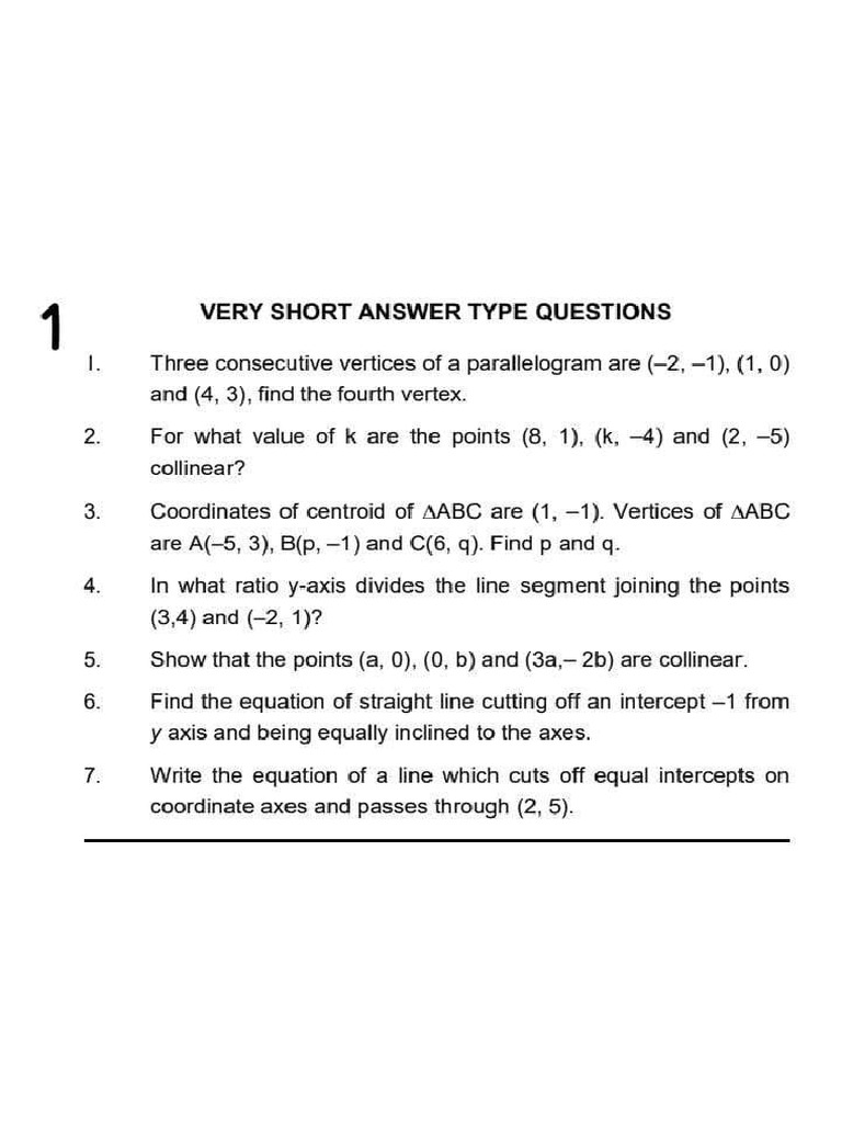 G 11 Straight Lines Test 2 | PDF