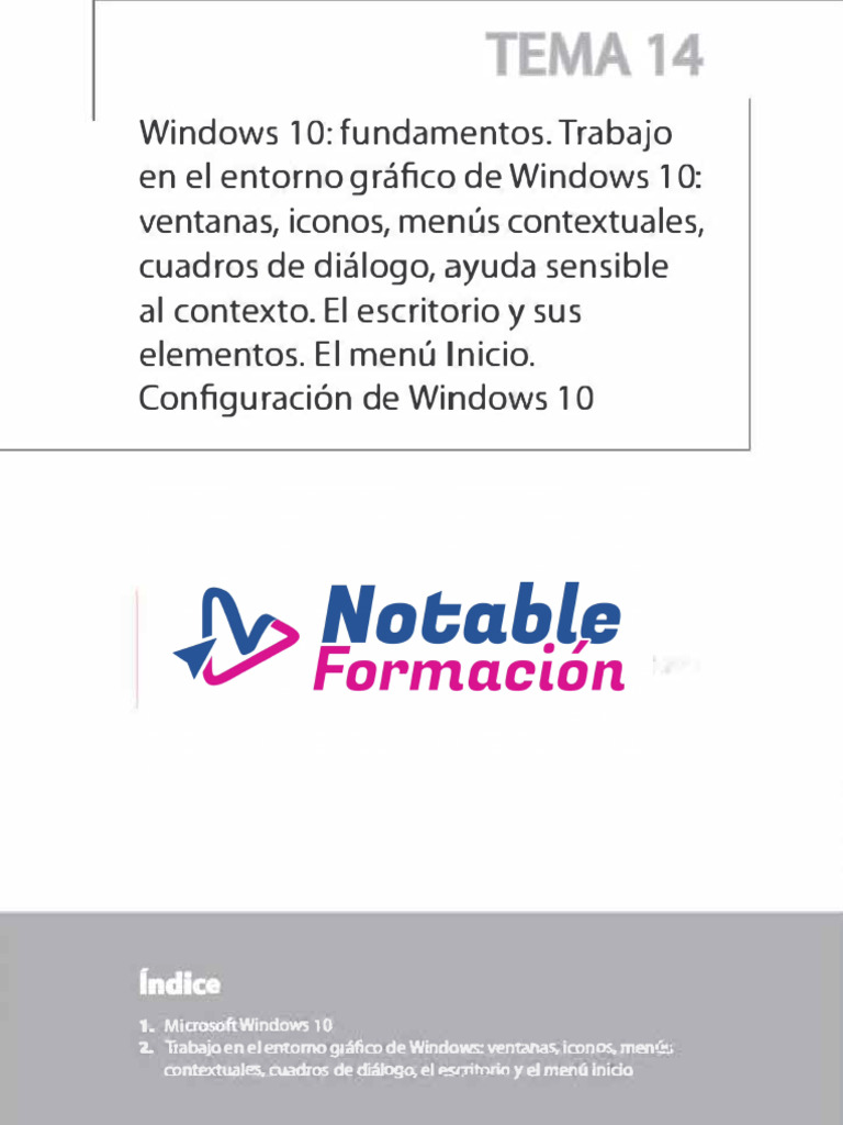 Fundamentos del entorno gráfico en Windows 10 | PDF | Windows 10 ...