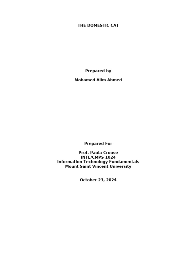 Cat Biology Report Final Mohamed Ahmed | PDF | Cats | Pet