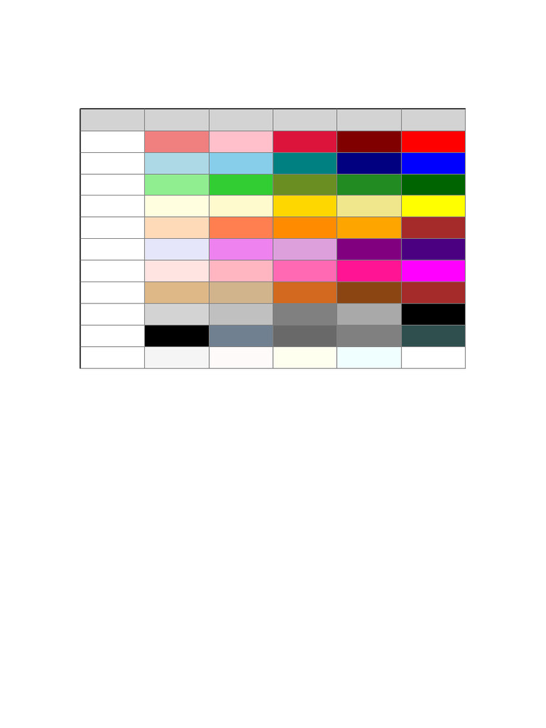 Colors and Shades Chart | PDF