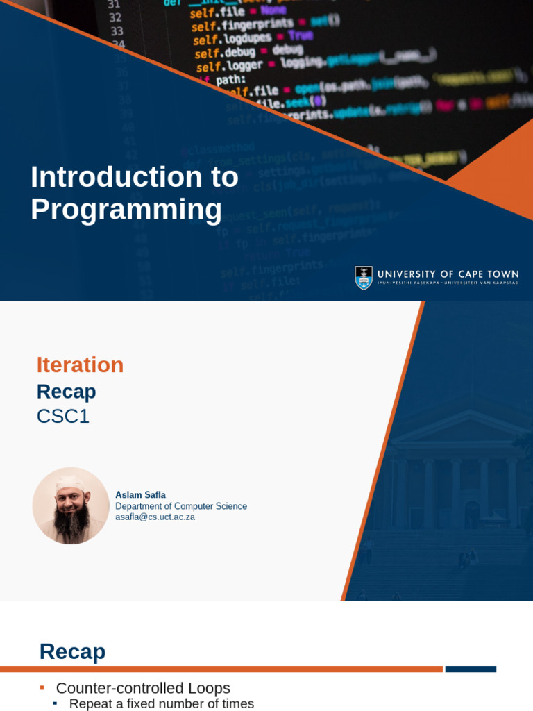 CSC1015F Iteration Lecture - PPTX - 0 | PDF