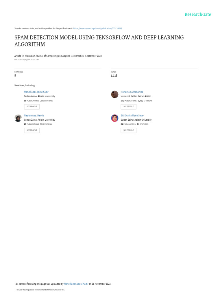 Spam Detection with Deep Learning Models | PDF | Deep Learning ...