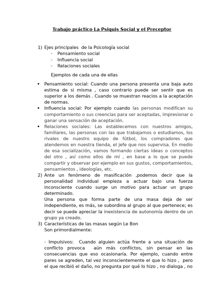 Tp3 Psiquis Social | PDF | Pensamiento | Psique (psicología)