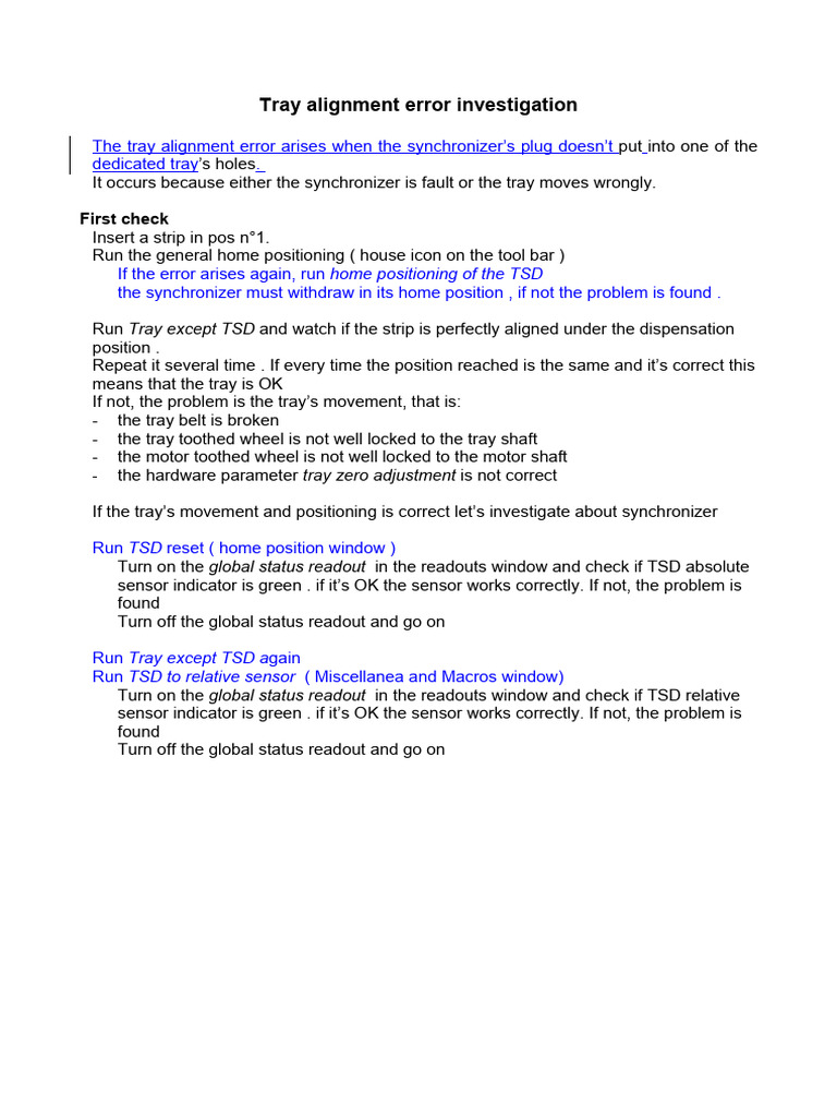Tray Alignment Error Troubleshooting | PDF