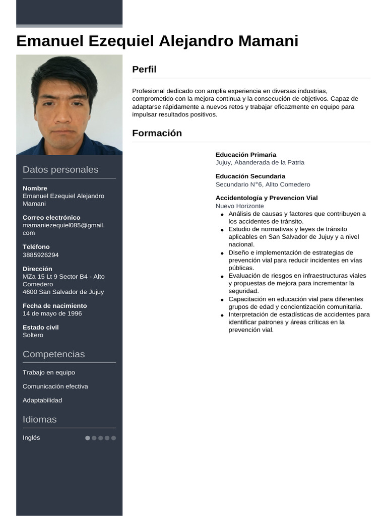 CV Emanuel Ezequiel Alejandro Mamani | PDF