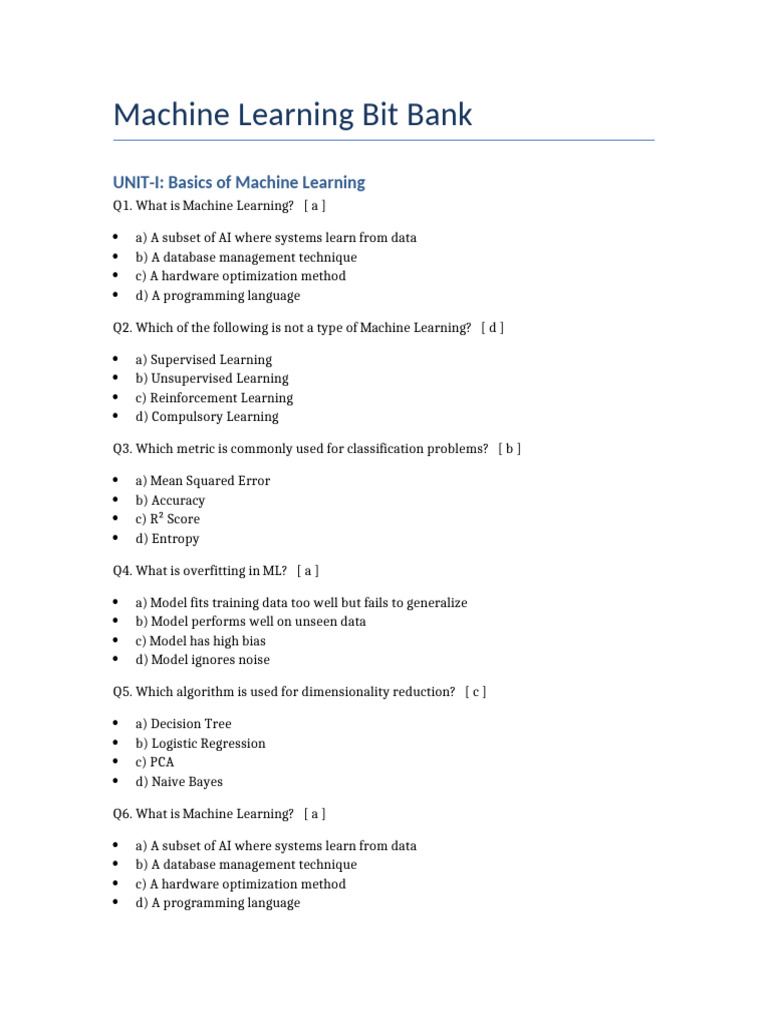 Machine Learning Bit Bank | PDF | Machine Learning | Principal Component Analysis
