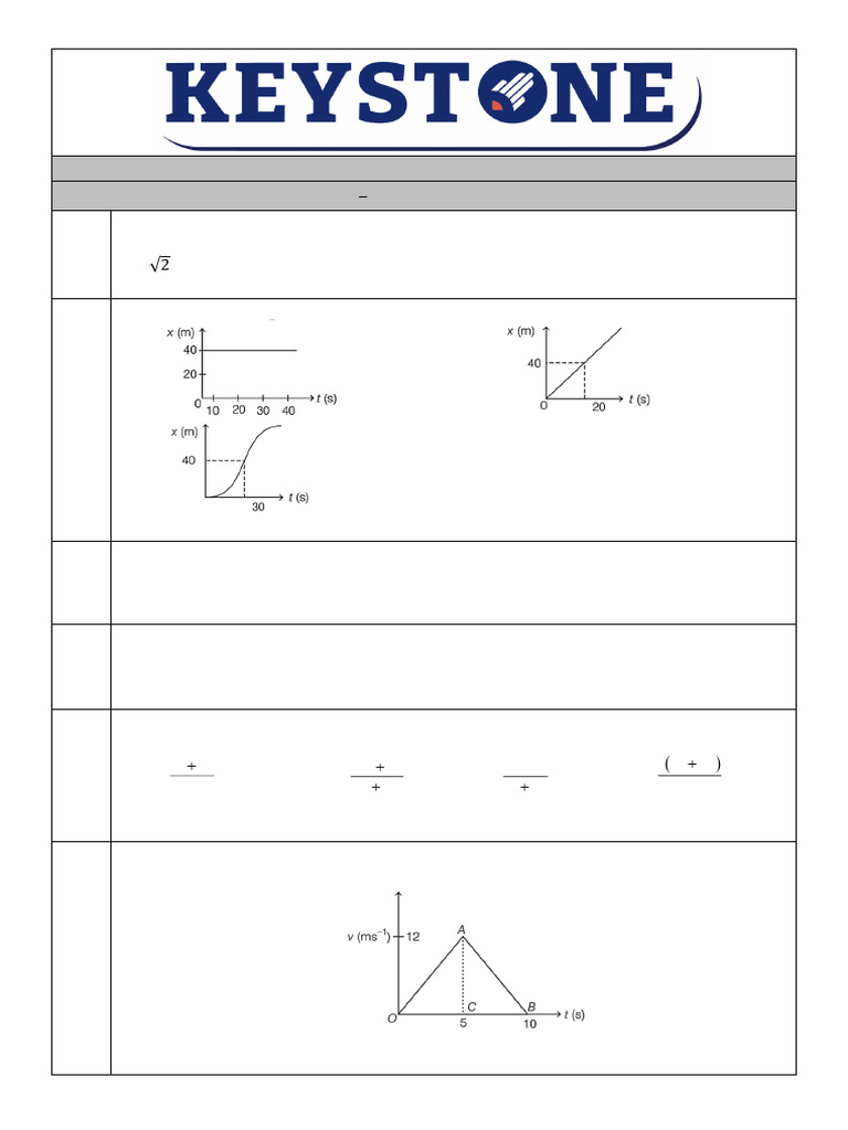 11th Physics Revision Sheet Ch-2 CBSE | PDF | Velocity | Acceleration