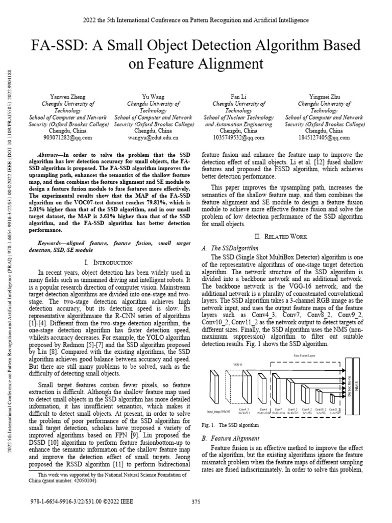 FA-SSD A Small Object Detection Algorithm Based On Feature Alignment ...