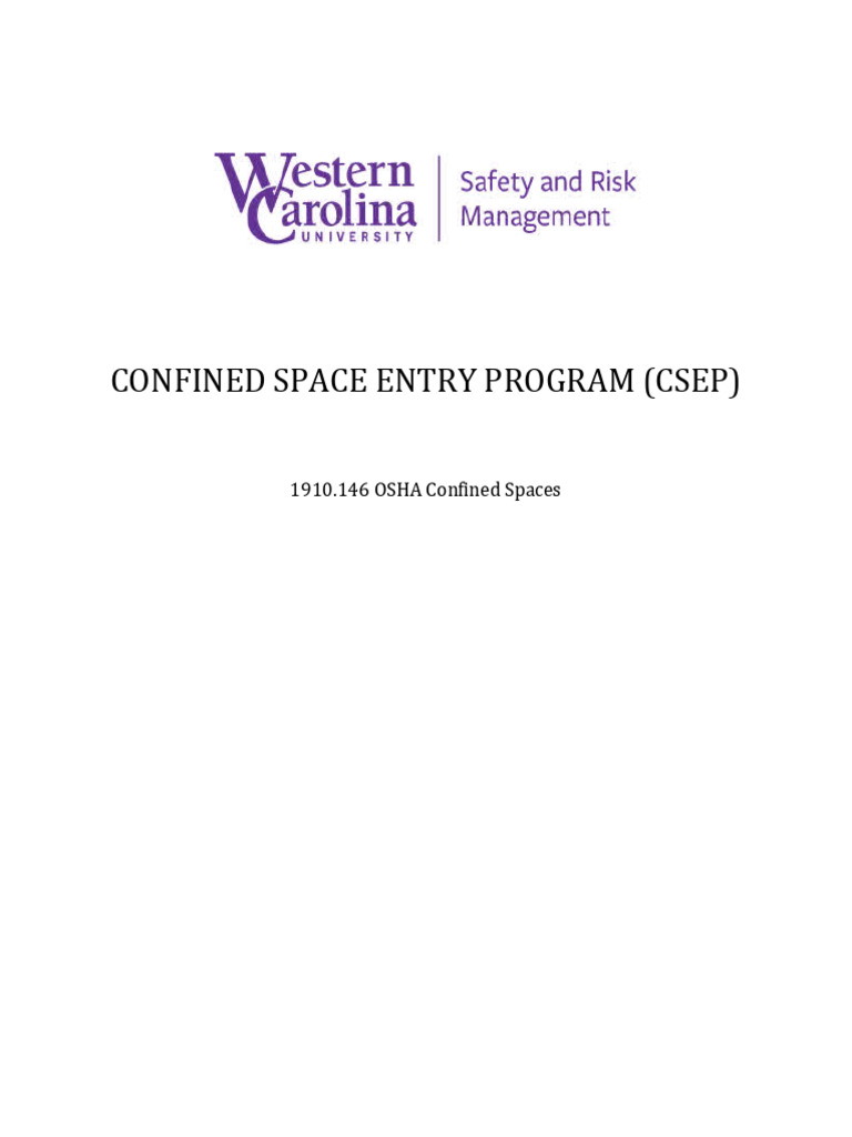 Western Carolina Confined Space Entry Program | PDF | Working Conditions | Occupational Safety ...