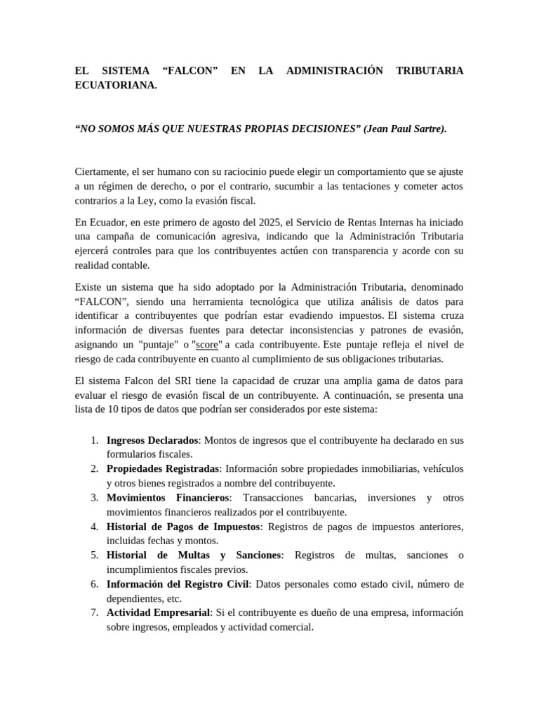 Sistema FALCON en la Administración Tributaria | PDF | Impuestos ...