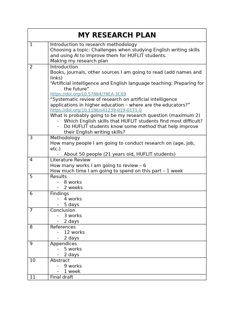 My Research Plan | PDF