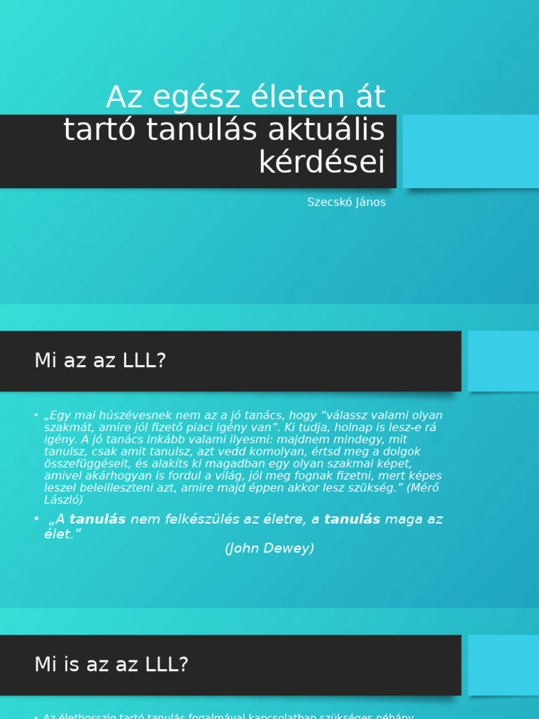Az Egész Életen Át Tartó Tanulás Aktuális Kérdései | PDF