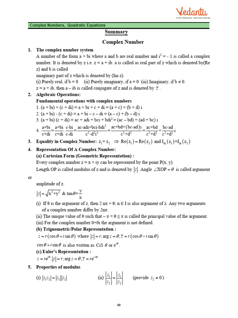 04-Complex Numbers, Quadratic Equations | PDF | Complex Number | Numbers