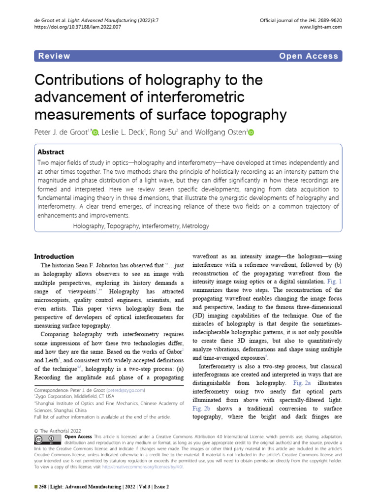 Contributions+of+Holography+to+the+Advancement+of+Interferometric+Measurements+of+Surface ...