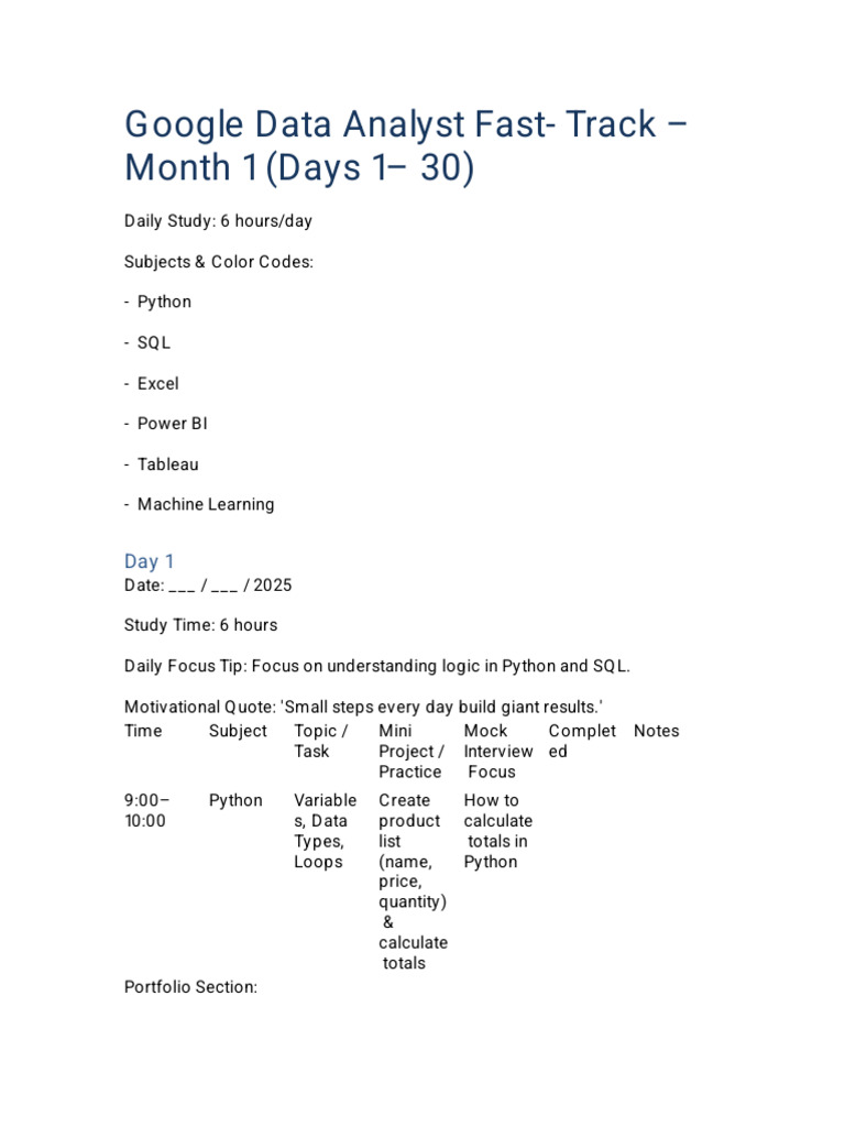 Data Analyst FastTrack 30days | PDF