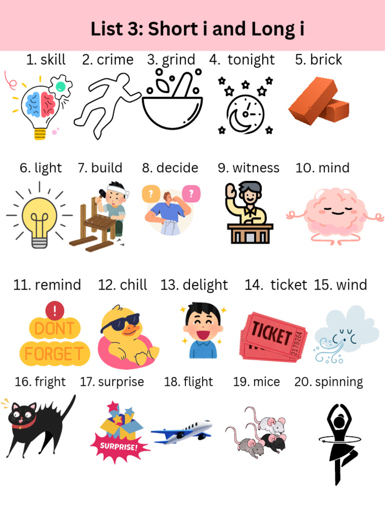 List 3 Short and Long I | PDF
