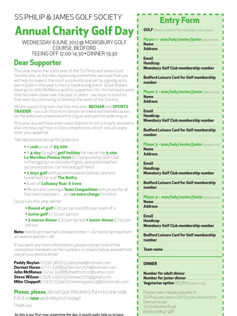 Golf Final Entry Form Team April 2012 | PDF | Sports | Leisure
