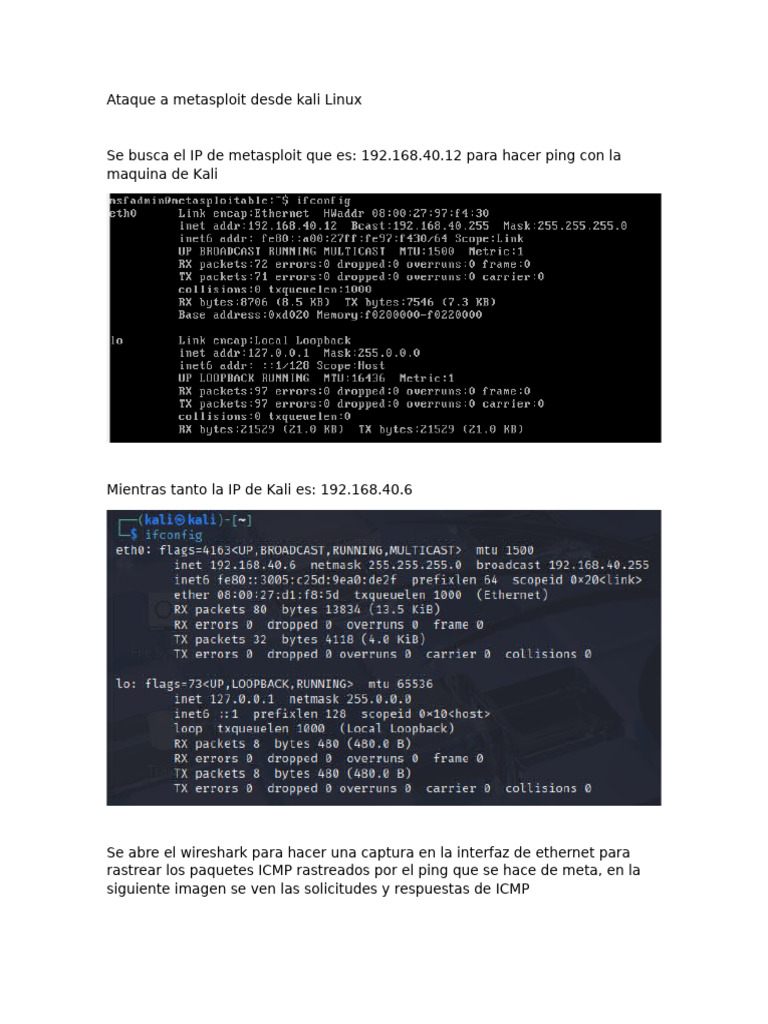 Ataque ICMP y Flooding en Metasploit | PDF
