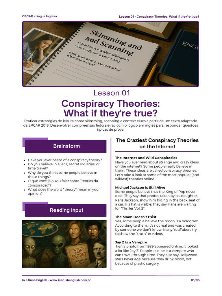 Lesson 01 - Conspiracy Theories | PDF | Science