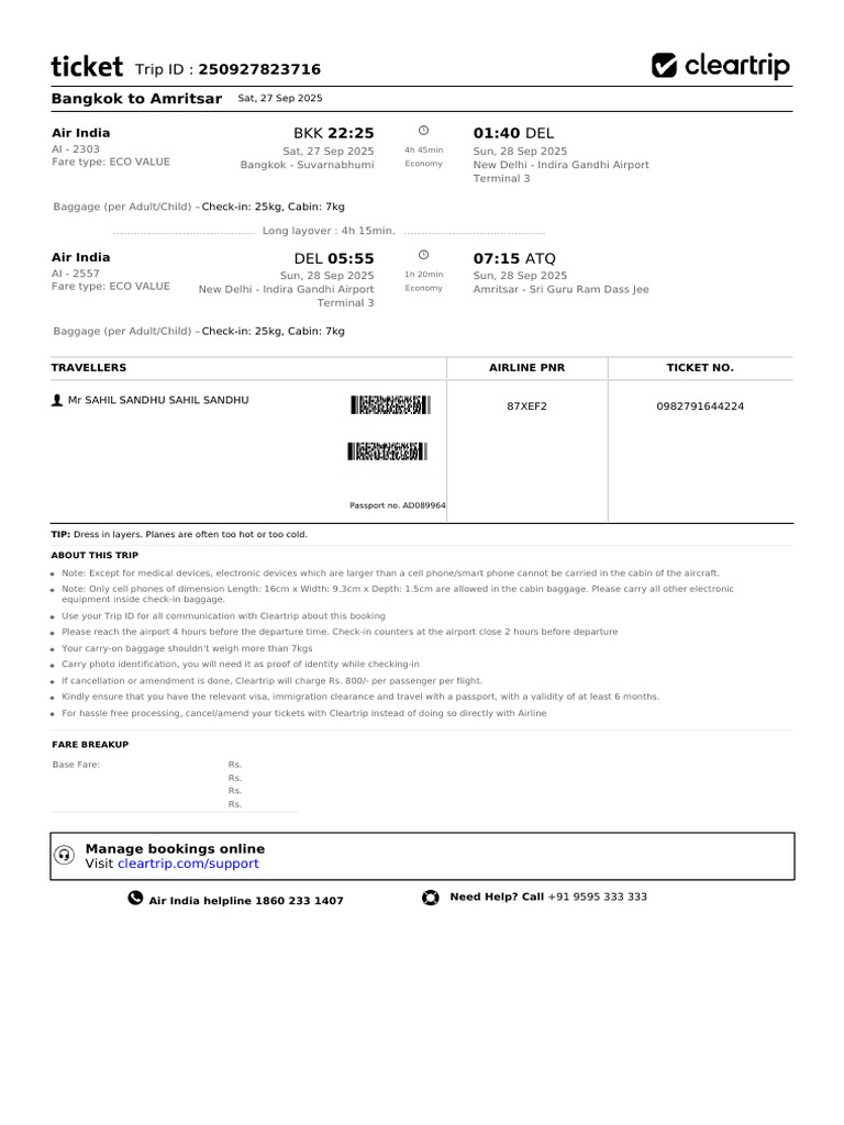 Cleartrip Flight E-Ticket | PDF | Aviation