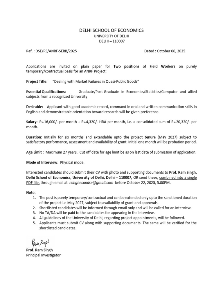Dse Advertisement Field Worker Vacancy | PDF