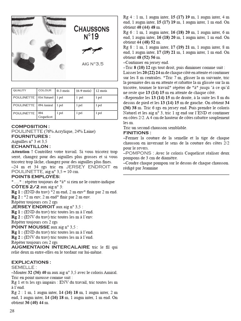 Patron Tricot CB37 19 | PDF | Knitting | Basic Knitted Fabrics