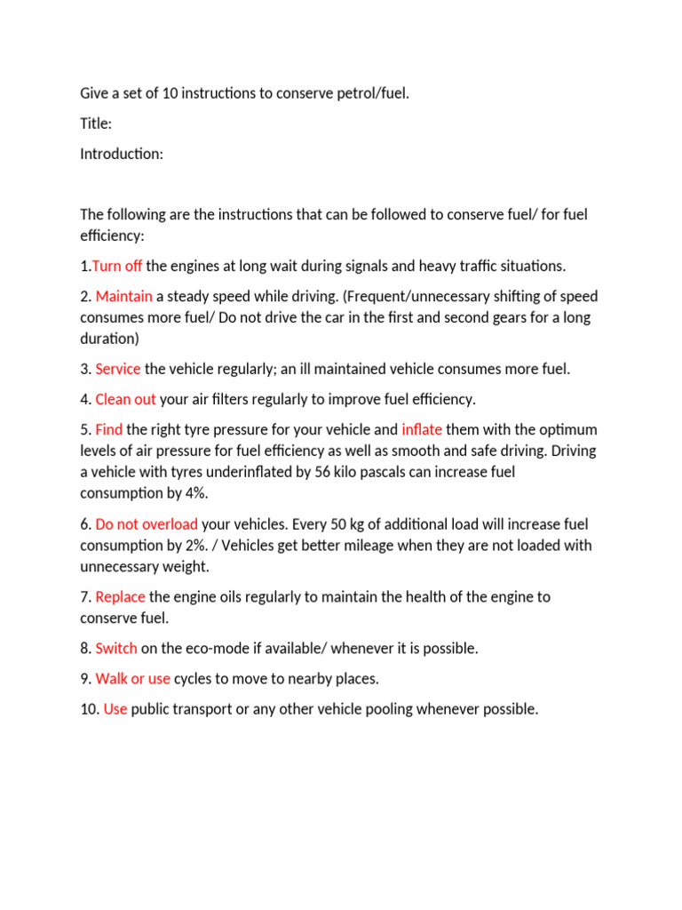 10 Tips to Conserve Fuel Efficiently | PDF