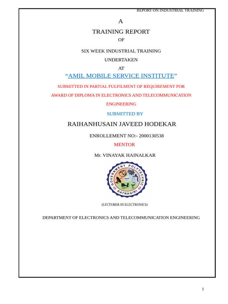 Industtial Training Report | PDF | Soldering | Electrostatic Discharge