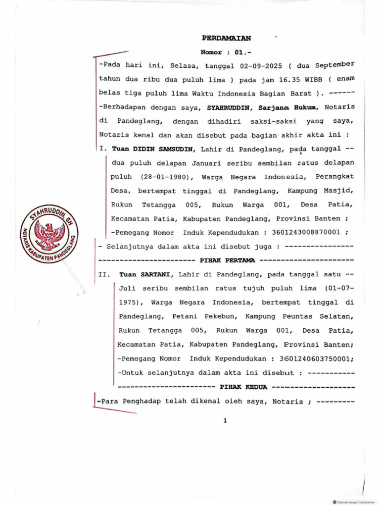Akta Perdamaian | PDF