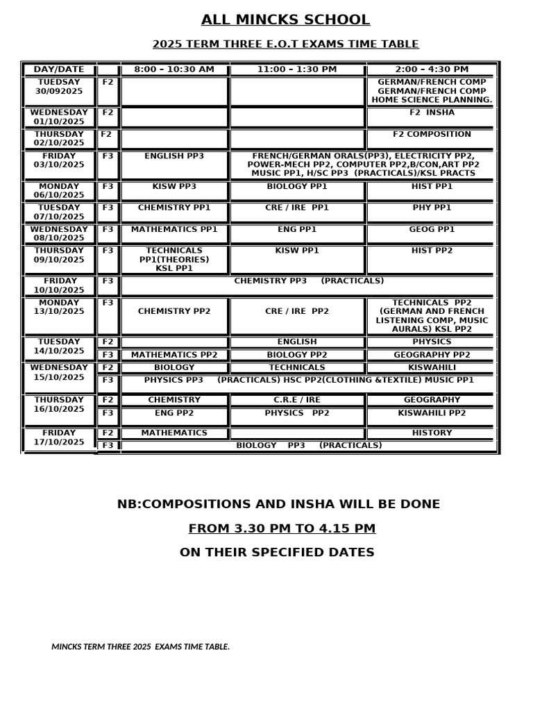 Final Term III Time Table 2025 | PDF | Physical Sciences | Natural Sciences