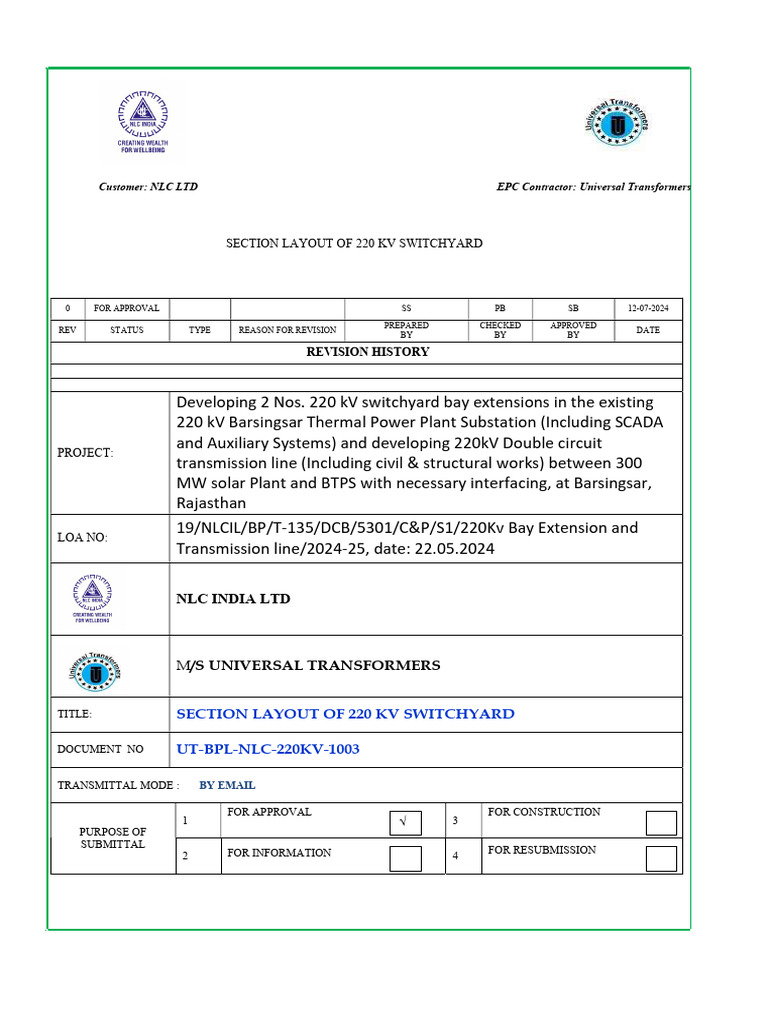 Section Layout Ut BPL NLC 220kv 1002 r00 | PDF | Electric Power ...
