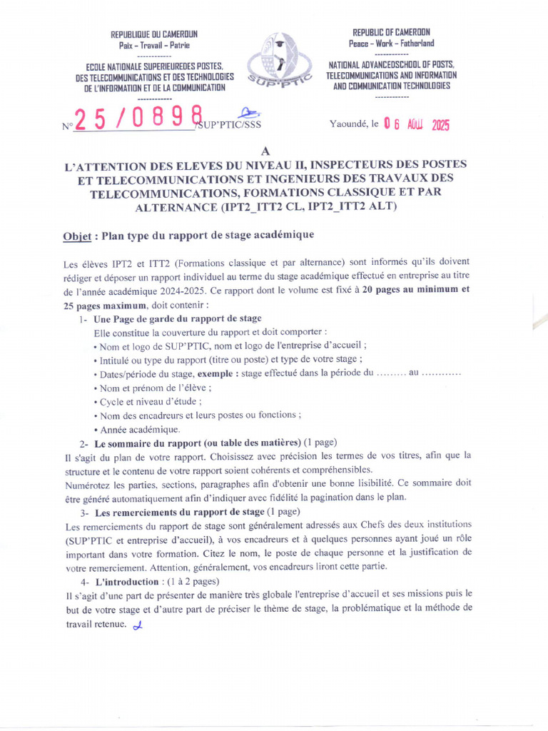 Plan Type Rapport Stage Ipt2 - Itt2 | PDF